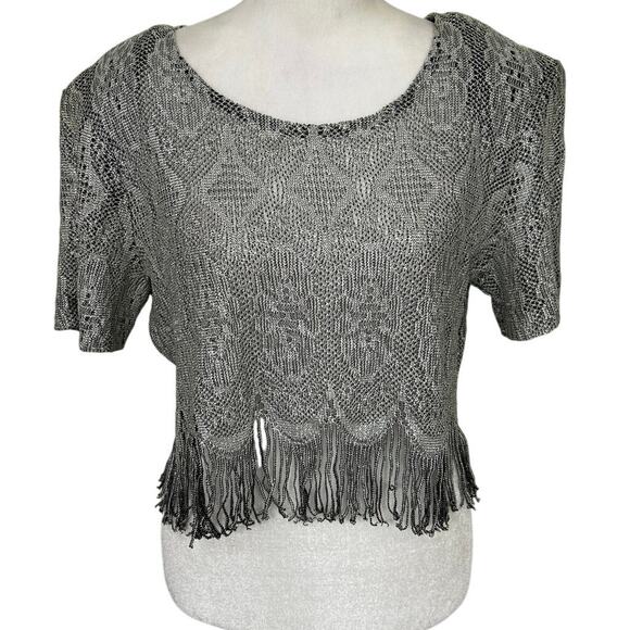 Sharade Of California | Tops | Vintage Sharade Silver Metallic Fringe ...